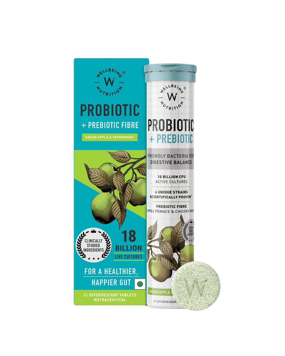 Probiotic Prebiotic Effervescent Tablets | Wellbeing Nutrition ...