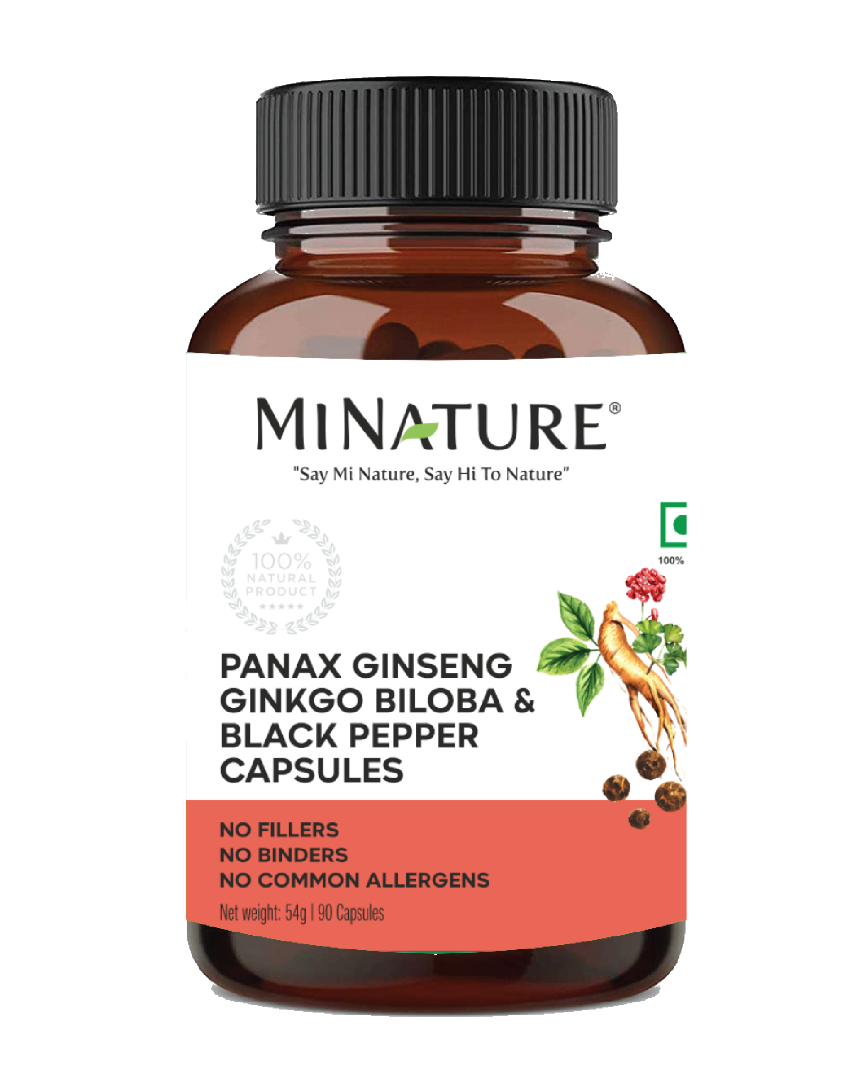 Panax Ginseng, Ginkgo Biloba & Black Pepper 500mg | 90 vegcaps Ginkgo ...